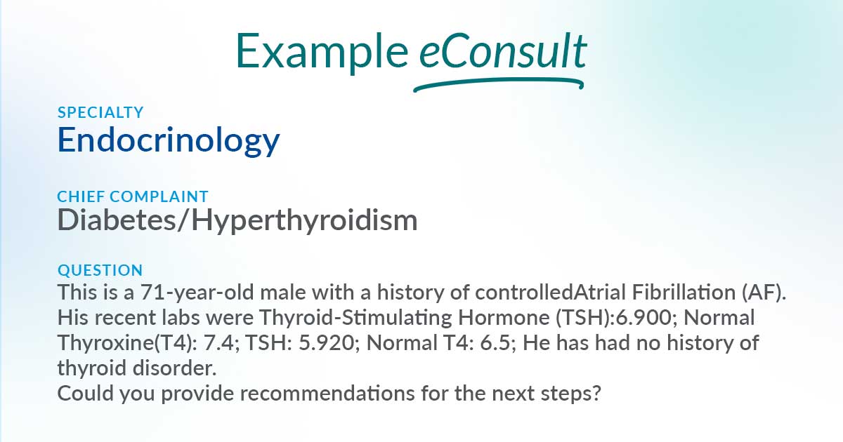 Endocrinology Consult - Diabetes plus Hyperthyroidism